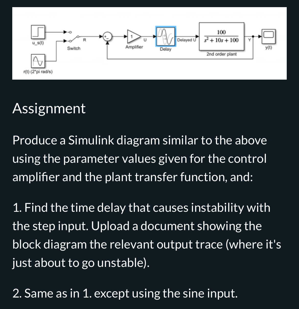 Solved AssignmentProduce a Simulink diagram similar to the | Chegg.com