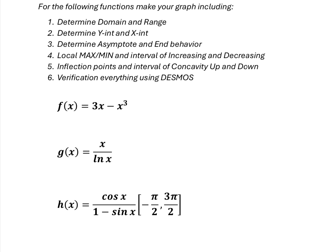Solved For the following functions make your graph | Chegg.com