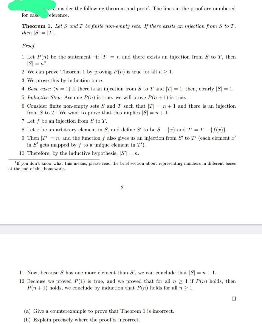 Solved Consider the following theorem and proof. The lines | Chegg.com