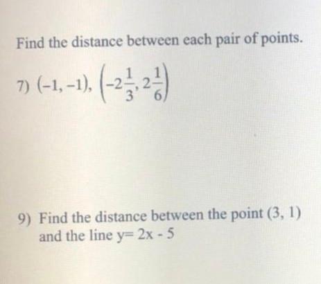 Solved Find the distance between each pair of points. 7) | Chegg.com