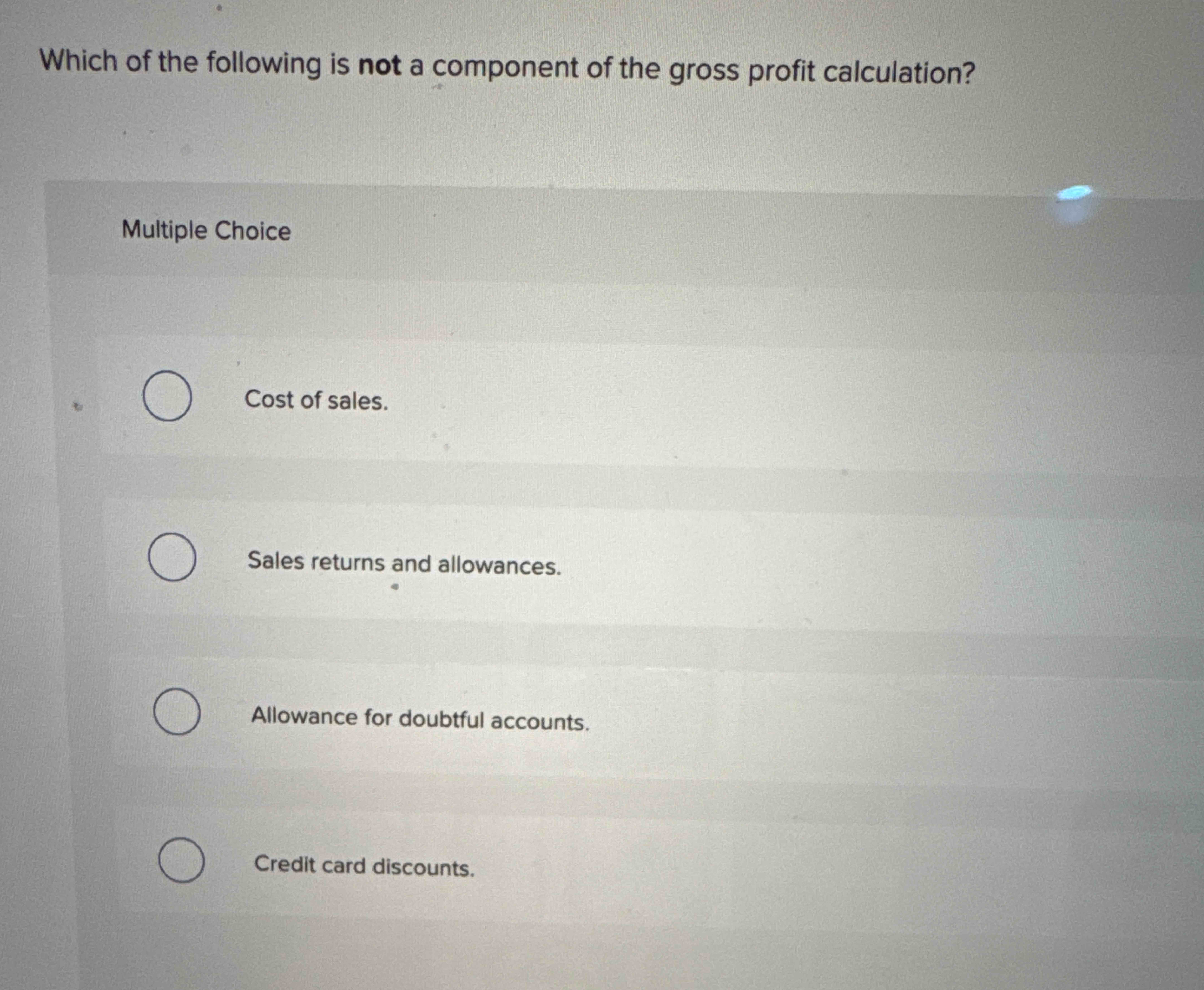Solved Which of the following is not a component of the | Chegg.com