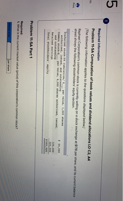 Solved nts Required information Problem 11-5A Computation of | Chegg.com