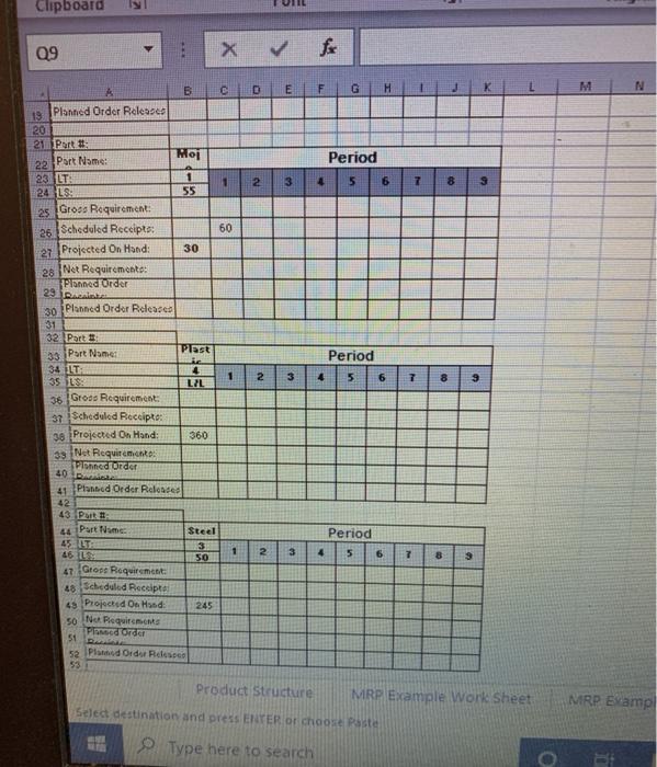 Solved BCDEFGH Materials Requirement Planning Master | Chegg.com