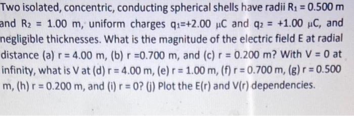 Solved Two isolated, concentric, conducting spherical shells | Chegg.com