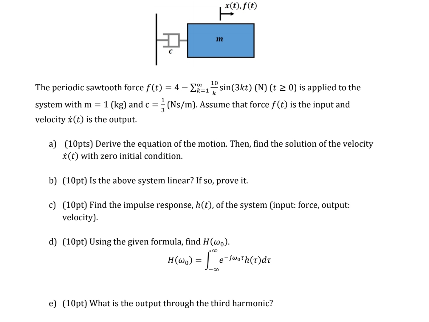 Solved The periodic sawtooth force )≥(0 ﻿is applied to the | Chegg.com