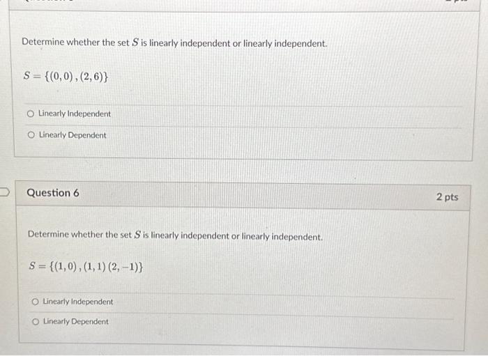 Solved Determine whether the set S is linearly independent | Chegg.com