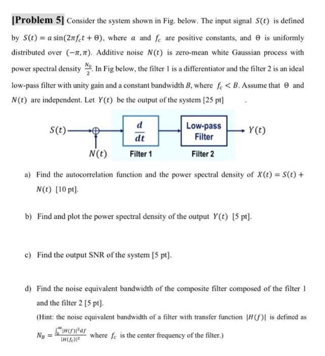 Solved [Problem 5] Consider the system shown in Fig. below. | Chegg.com