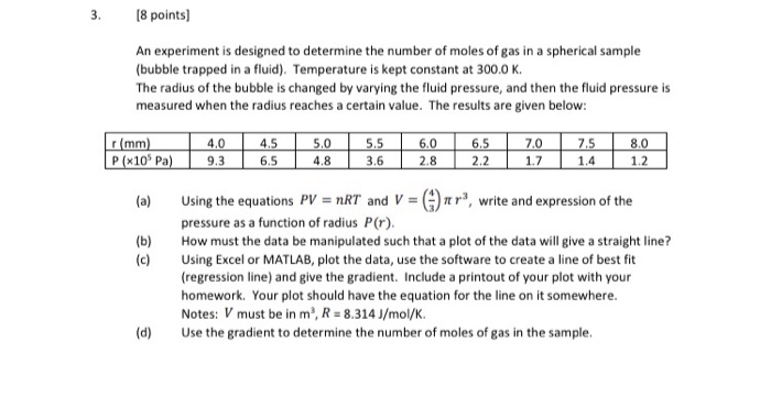 Solved 3. [8 points) An experiment is designed to determine | Chegg.com