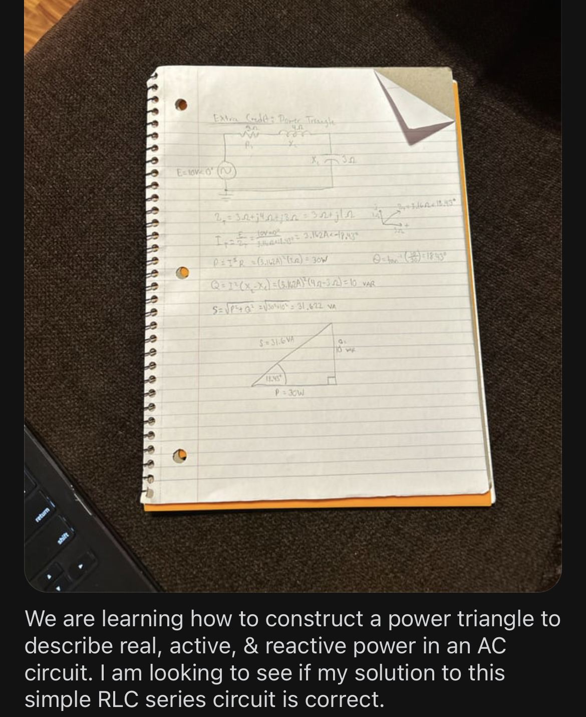 Solved by an EXPERT We are learning how to construct a power triangle to | Chegg.com