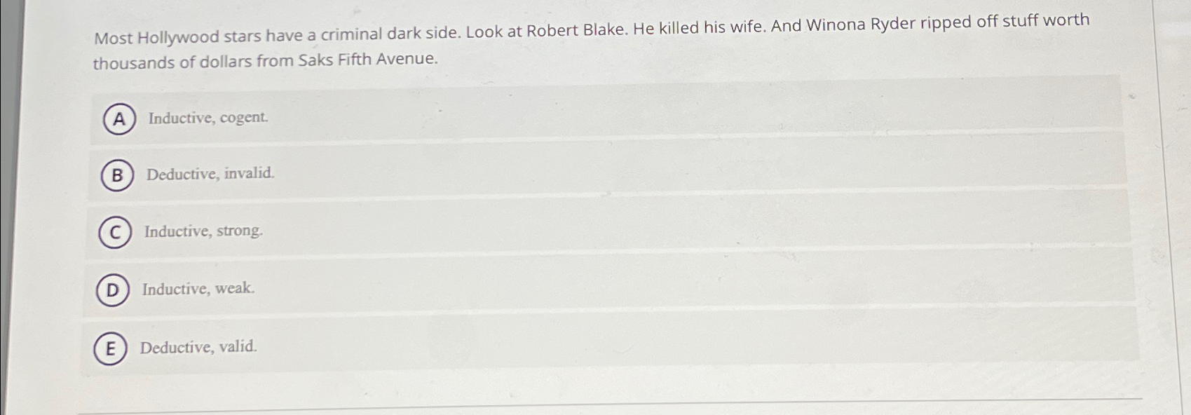Solved Most Hollywood stars have a criminal dark side. Look | Chegg.com
