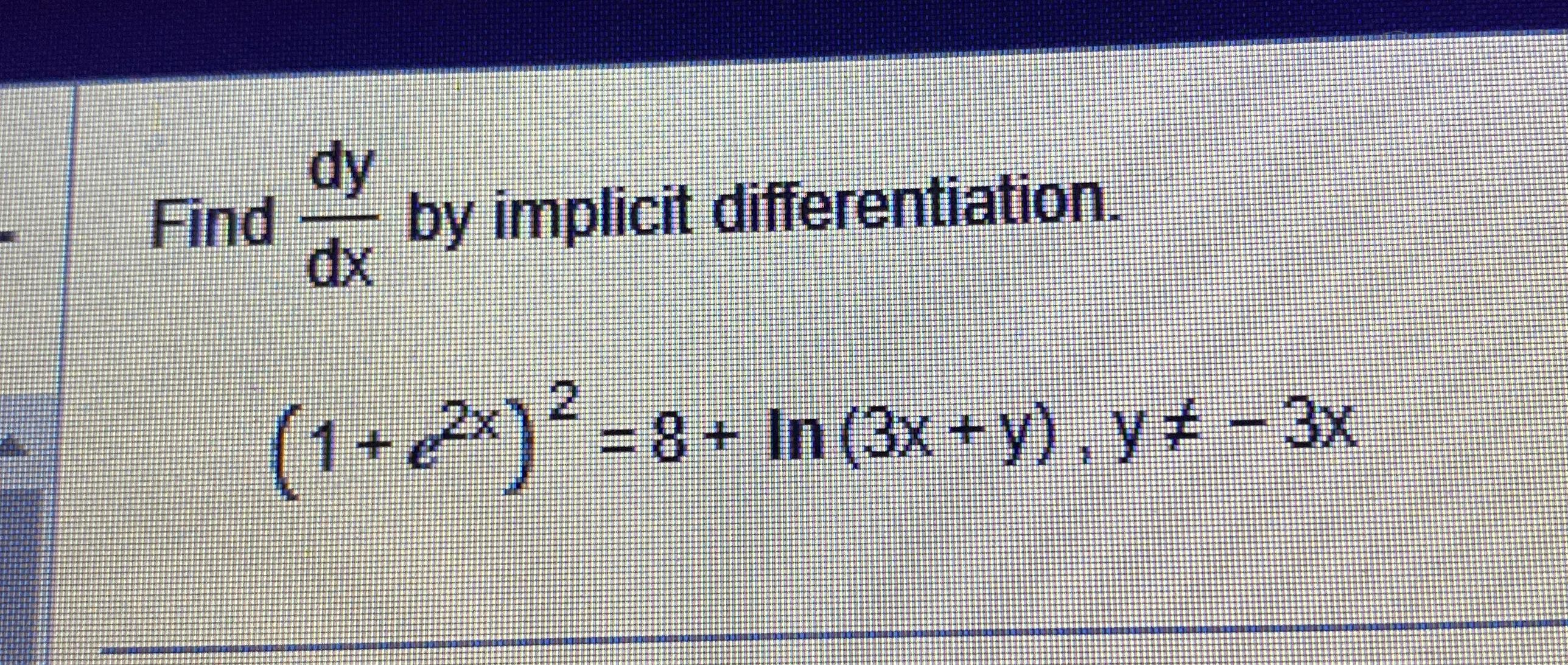 Solved Find dydx ﻿by implicit | Chegg.com