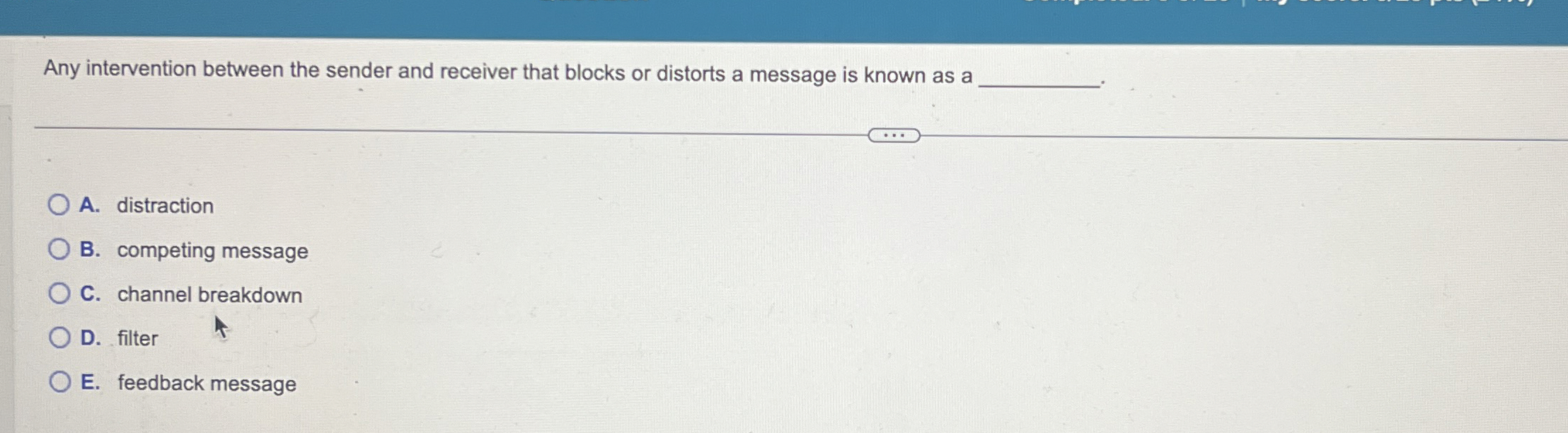 Solved Any intervention between the sender and receiver that | Chegg.com