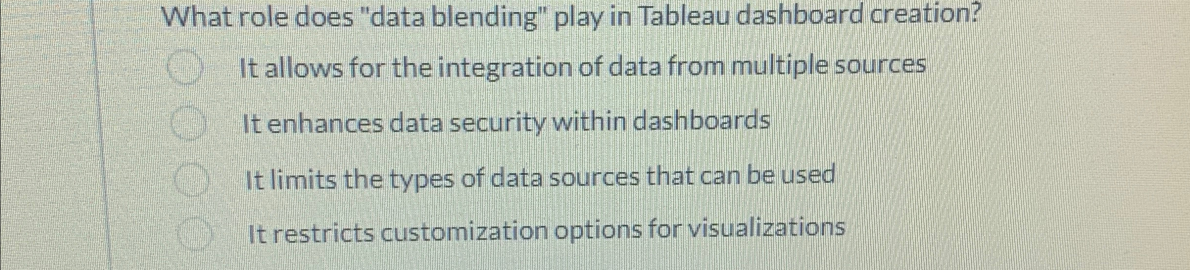 Solved What role does "data blending" play in Tableau | Chegg.com