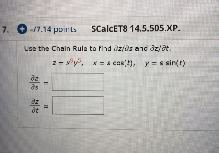 Solved 7. + -17.14 points SCalcET8 14.5.505.XP. Use the | Chegg.com