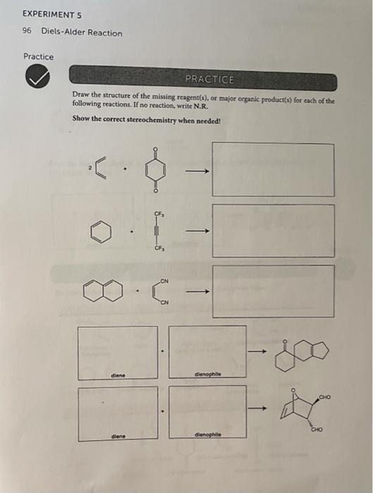 Solved EXPERIMENT 5 96 Diels-Alder Reaction Practice | Chegg.com
