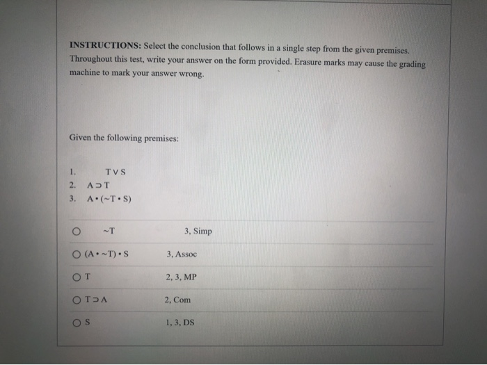 Solved Philosophy (symbolic logic). select the conclusion | Chegg.com