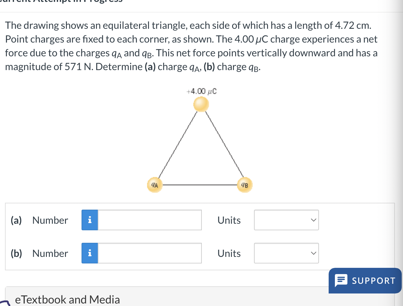Solved The drawing shows an equilateral triangle, each side | Chegg.com