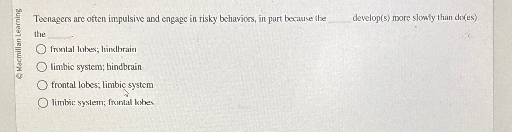 Solved Teenagers are often impulsive and engage in risky | Chegg.com