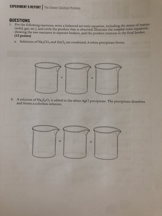 Solved EXPERIMENT 9 REPORT The Eleven Solution Problem | Chegg.com