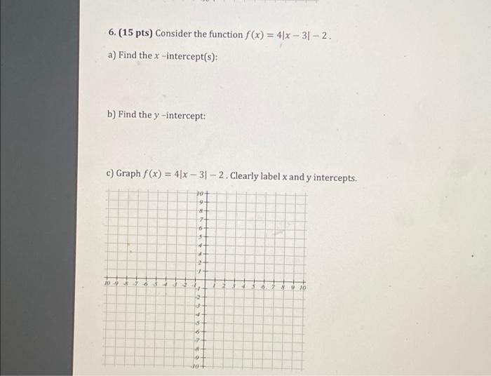 Solved 6. (15 pts) Consider the function f(x) = 41x - 31 -2. | Chegg.com