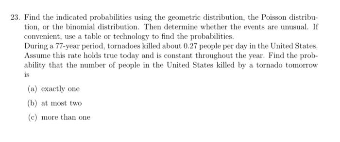 Solved 23. Find the indicated probabilities using the | Chegg.com