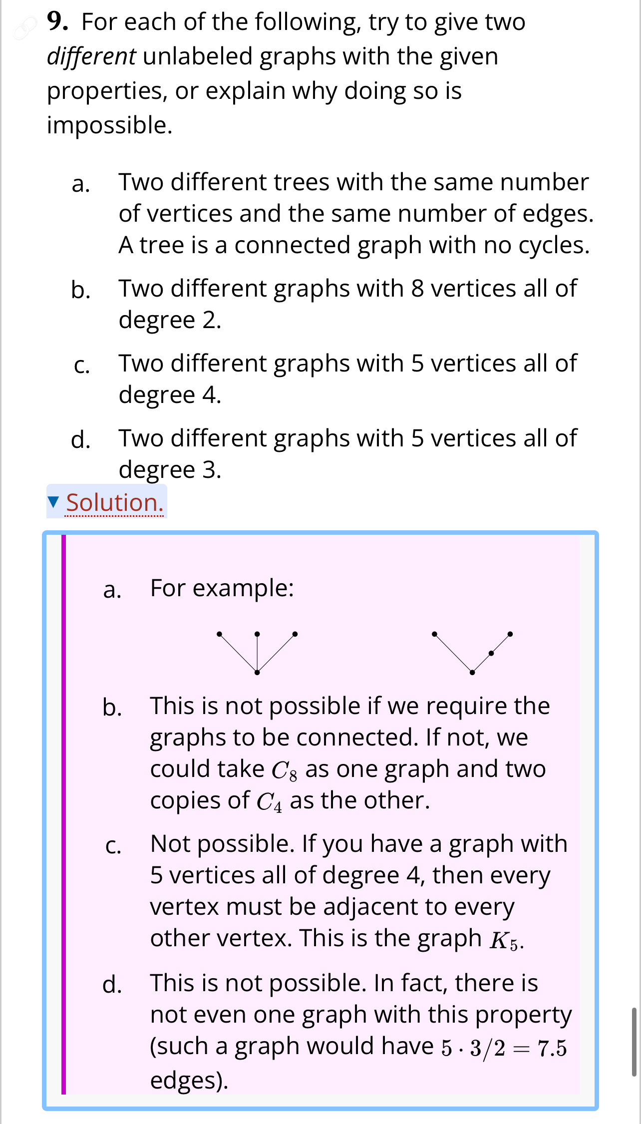 Solved For each of the following, try to give two different | Chegg.com