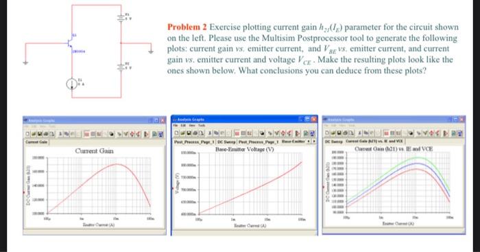 Solved Problem 2 Exercise plotting current gain h2l(IE) | Chegg.com