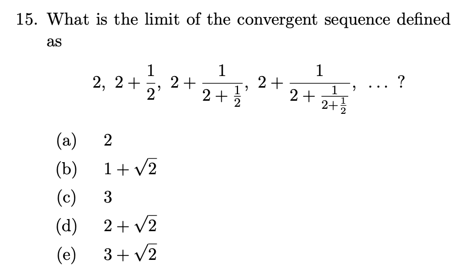 Solved What is the limit of the convergent sequence | Chegg.com