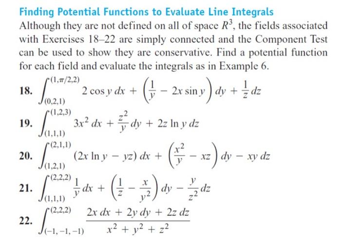 Solved Finding Potential Functions to Evaluate Line | Chegg.com