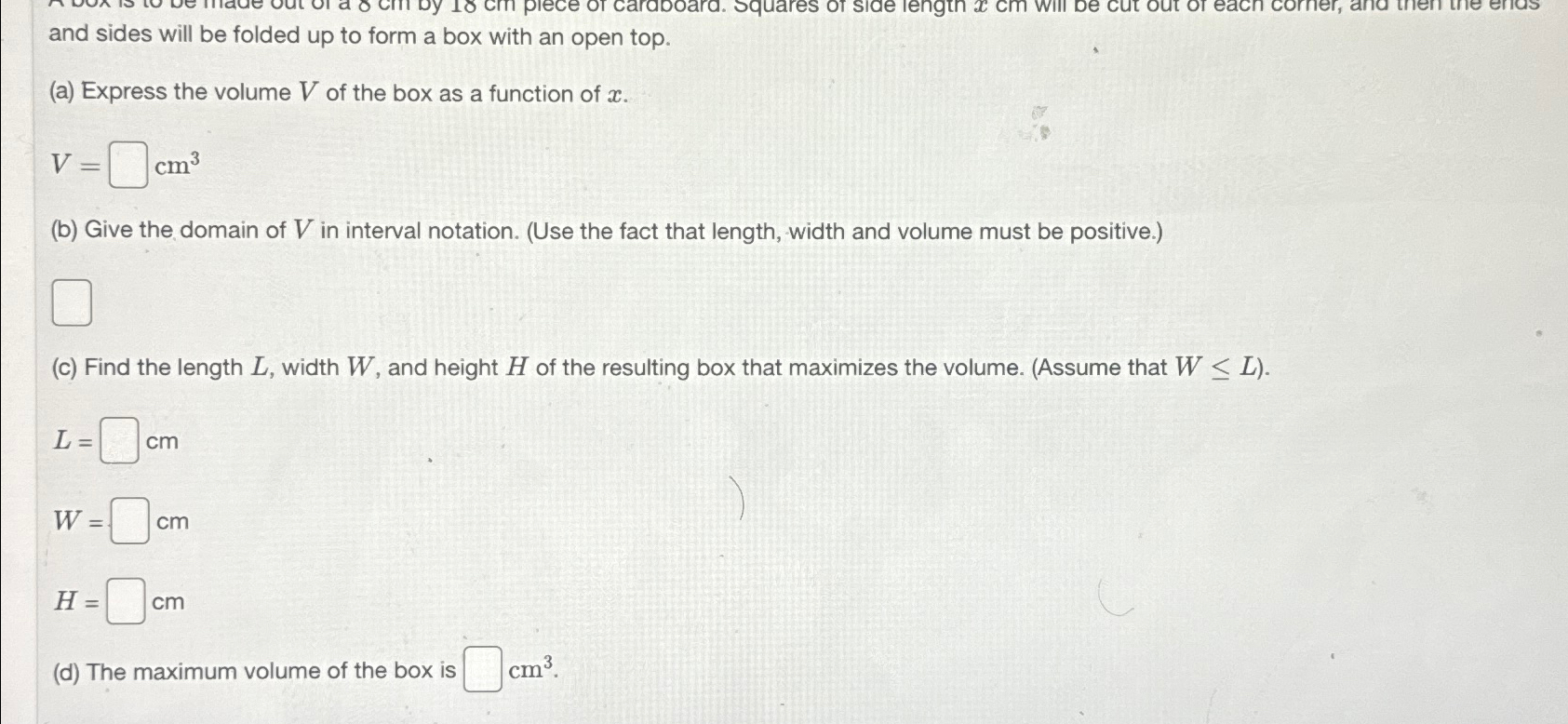 and sides will be folded up to form a box with an | Chegg.com