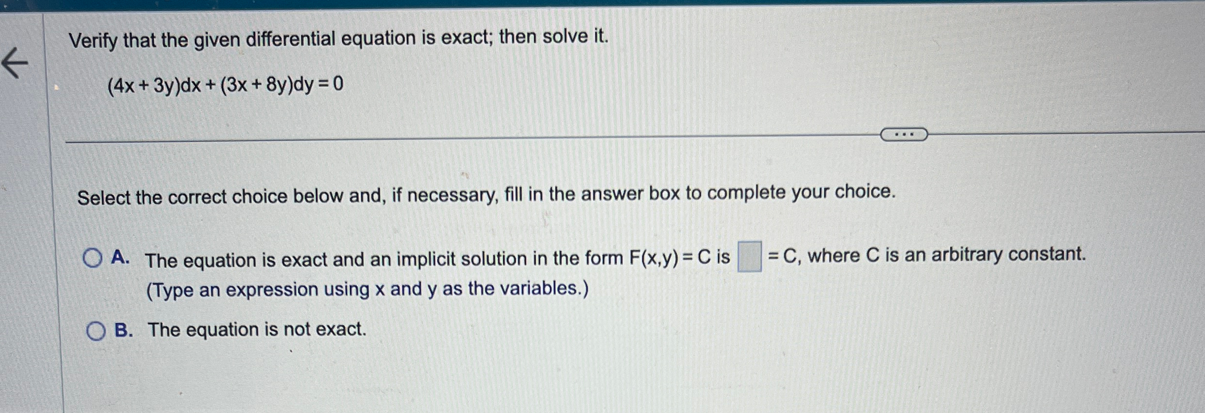 Solved Verify that the given differential equation is exact; | Chegg.com