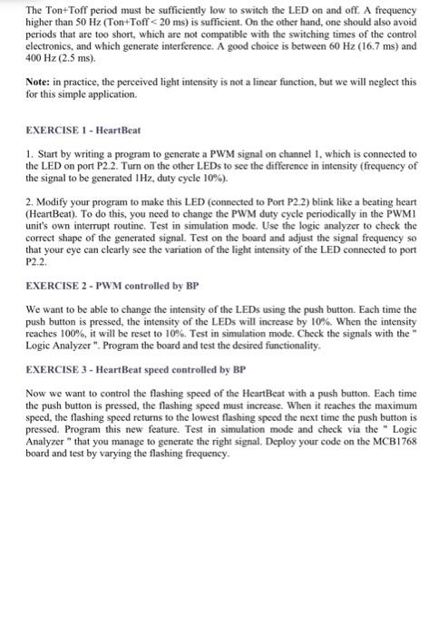 The Ton+Toff period must be sufficiently low to | Chegg.com