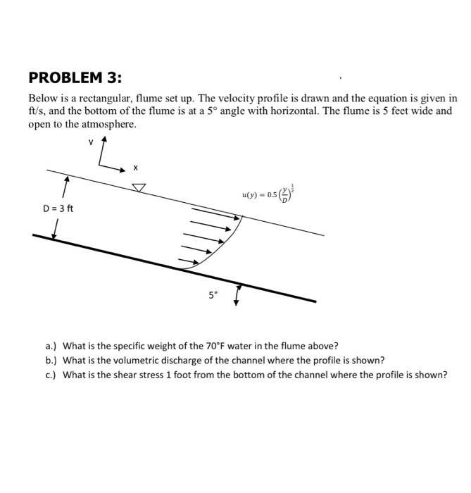 Solved PROBLEM 3: Below is a rectangular, flume set up. The | Chegg.com