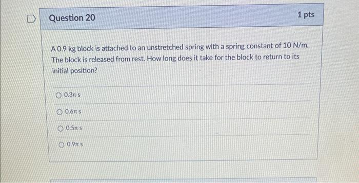 Solved A 0.9 kg block is attached to an unstretched spring | Chegg.com