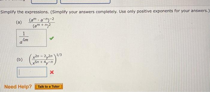 Solved Simplify the expressions. (Use only positive | Chegg.com