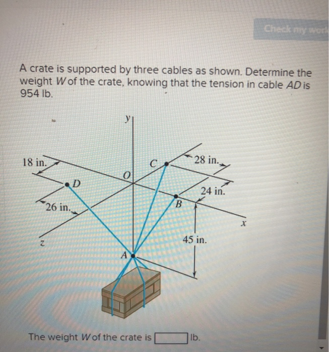 Solved Check my won A crate is supported by three cables as | Chegg.com