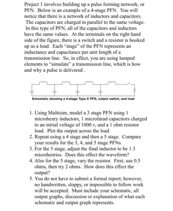 Project 1 involves building up a pulse forming | Chegg.com