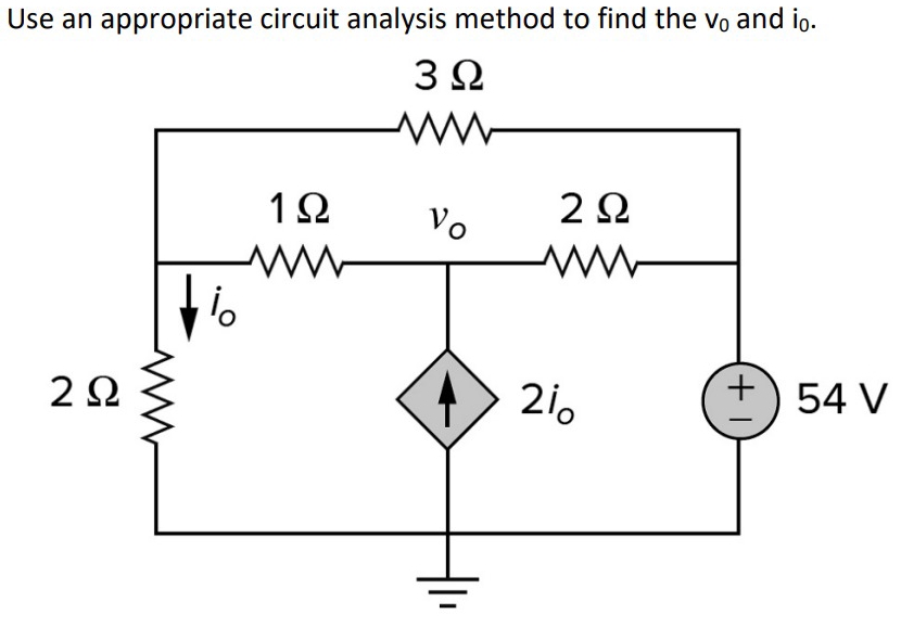 Solved Use an appropriate circuit analysis method to find | Chegg.com