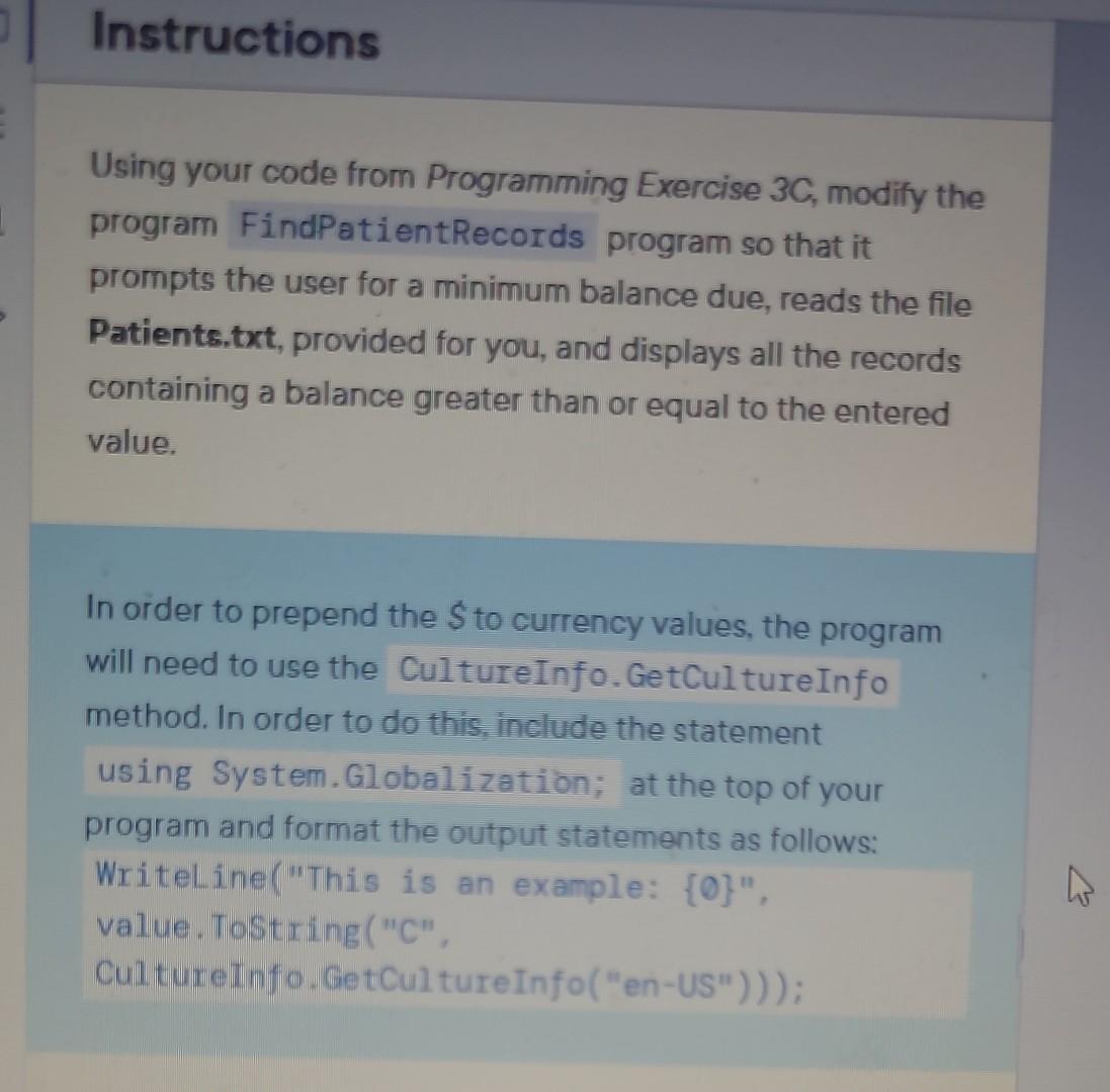 Solved Using Your Code From Programming Exercise 3c Modify 9907