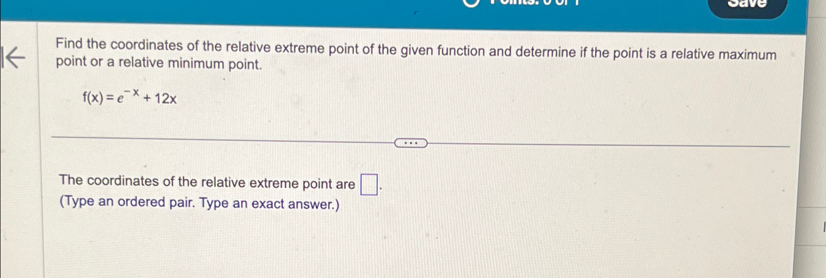 Solved Find the coordinates of the relative extreme point of | Chegg.com