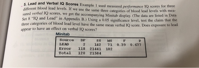 Solved Lead and verbal iQ Scores Example 1 used measured | Chegg.com