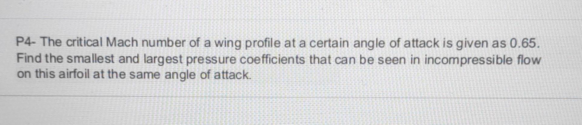 Solved P4- The critical Mach number of a wing profile at a | Chegg.com
