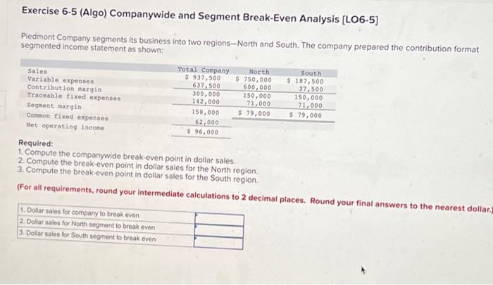 Solved Exercise 6.5 (Algo) Companywide and Segment | Chegg.com