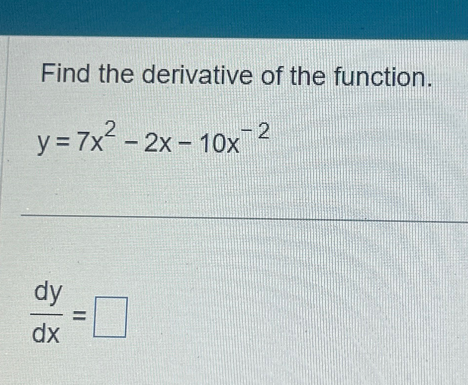 Solved Find the derivative of the | Chegg.com
