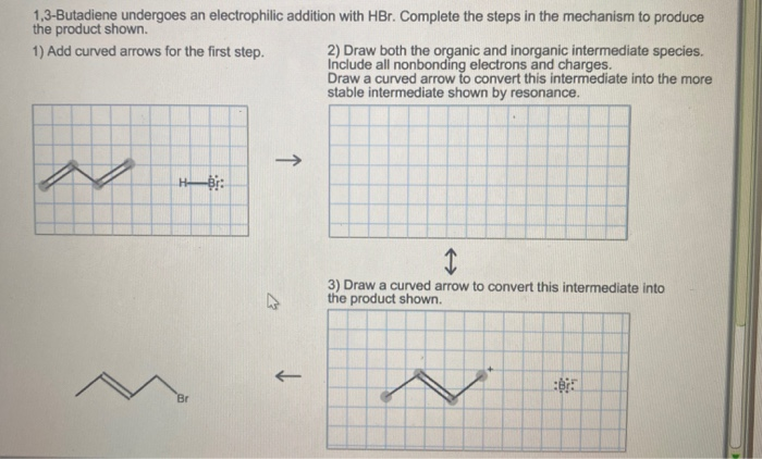 Solved 1,3-Butadiene undergoes an electrophilic addition | Chegg.com