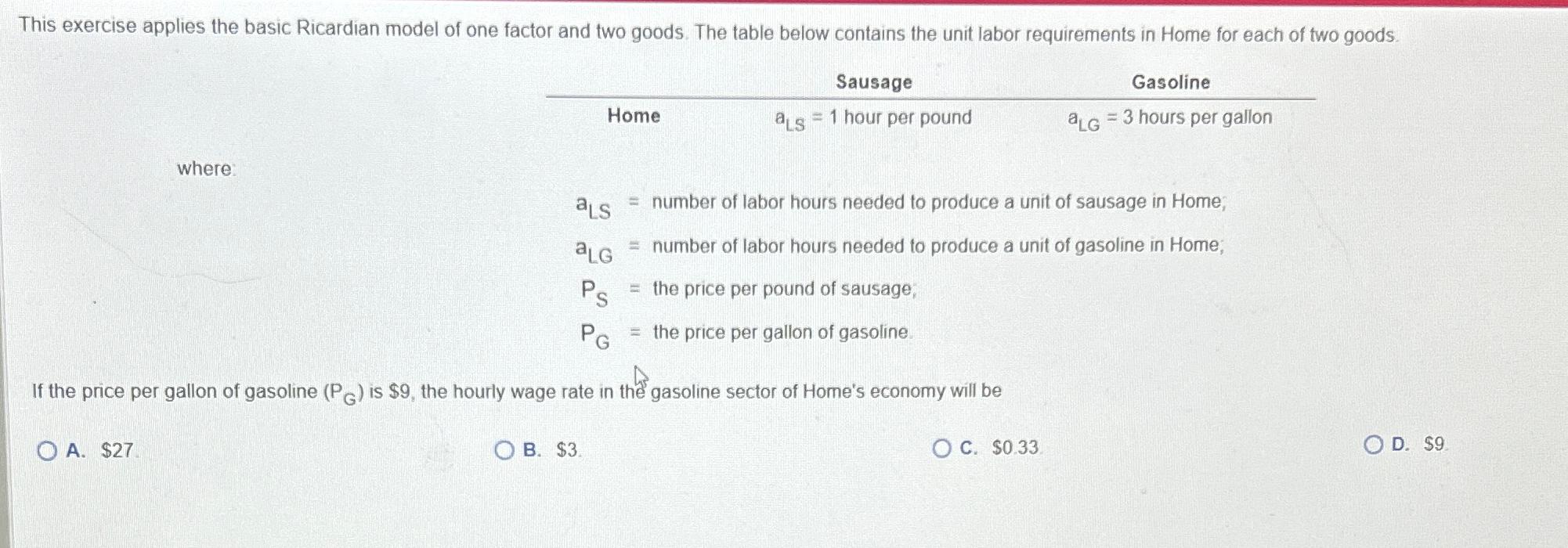 Solved This exercise applies the basic Ricardian model of | Chegg.com