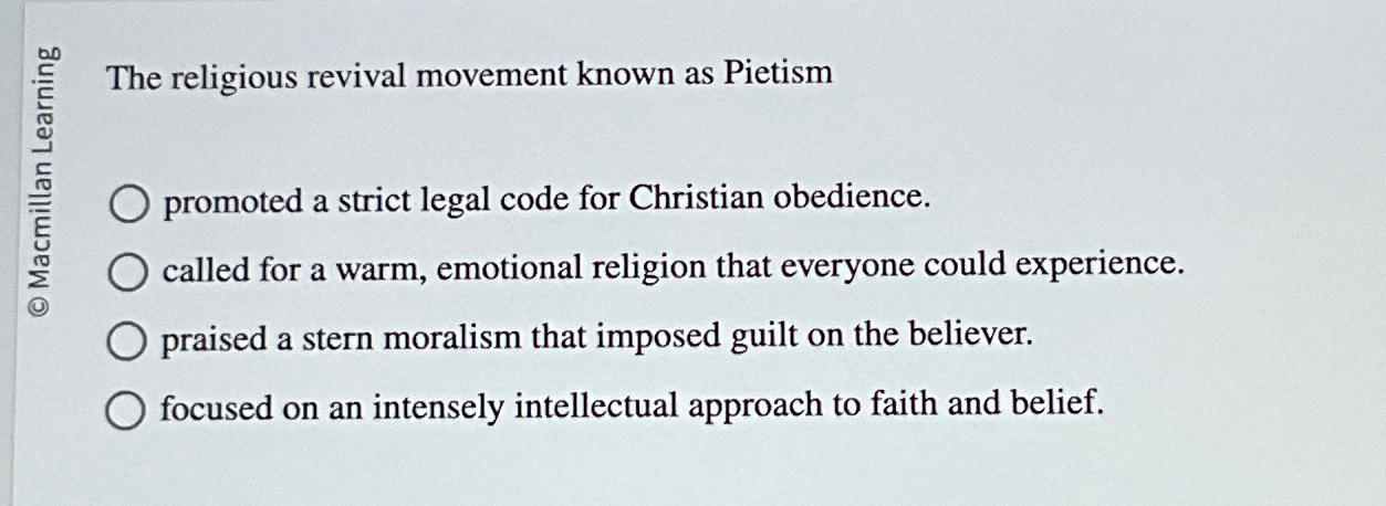 Solved The religious revival movement known as | Chegg.com