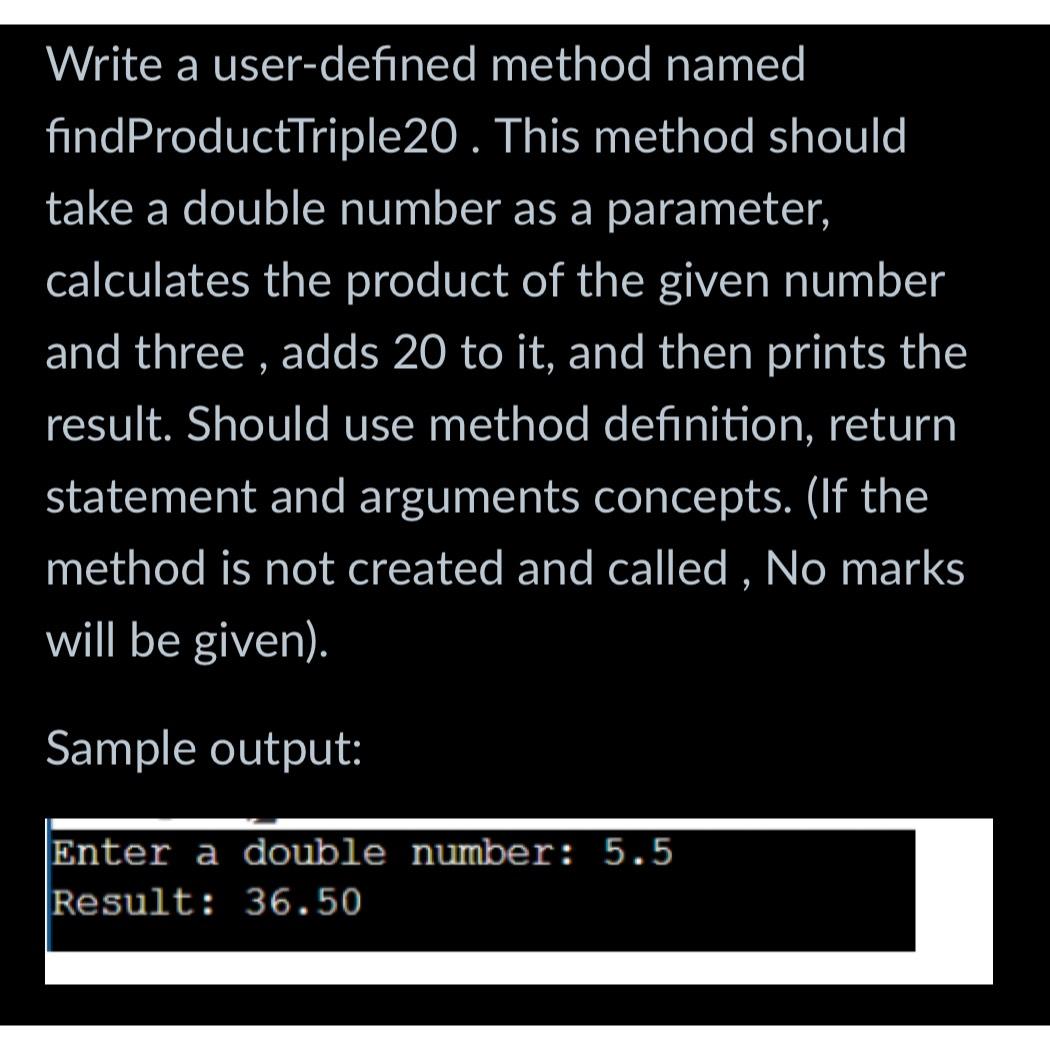 Solved Write a user-defined method named | Chegg.com