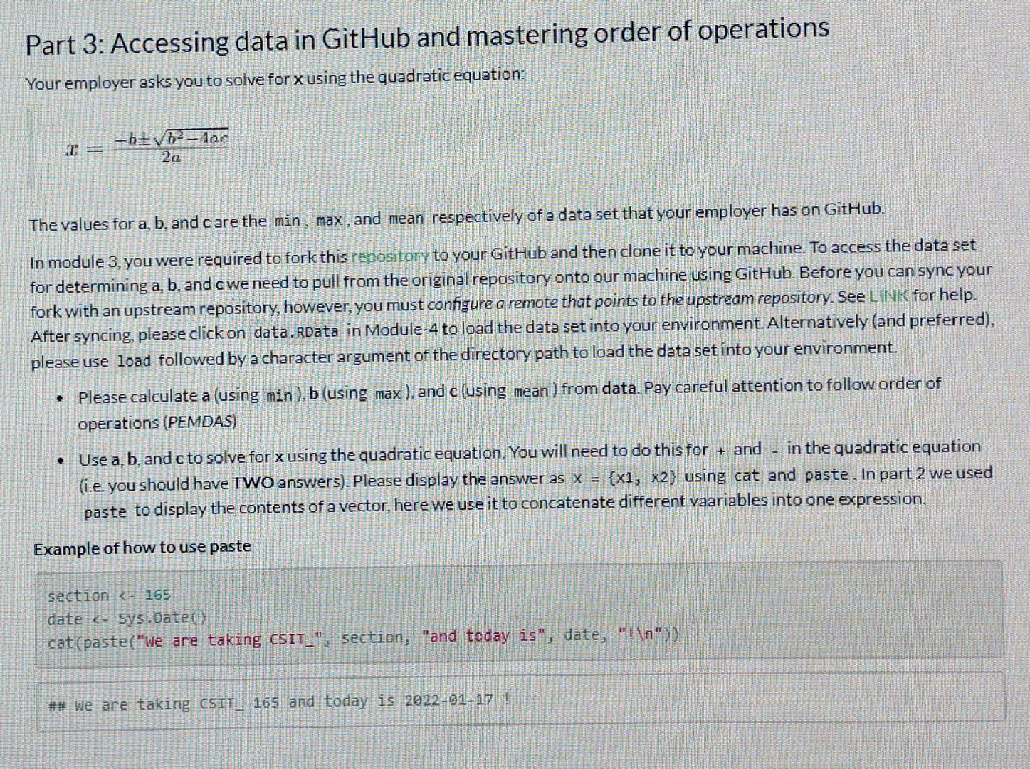 Solved Part 3 Accessing Data In Github And Mastering Order