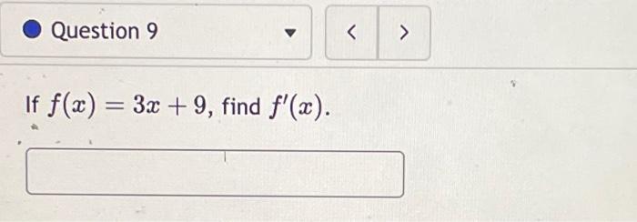 Solved f(x)=3x+9 | Chegg.com